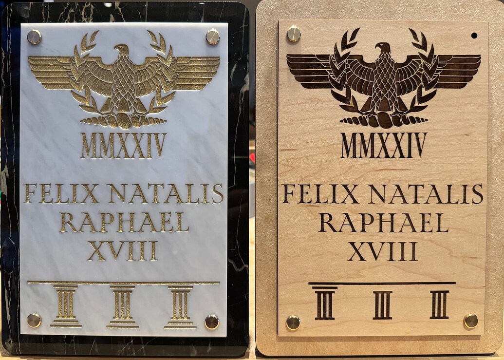 Roman Themed Birthday Card/Plaque with Faux Stone - Made on a Glowforge ...