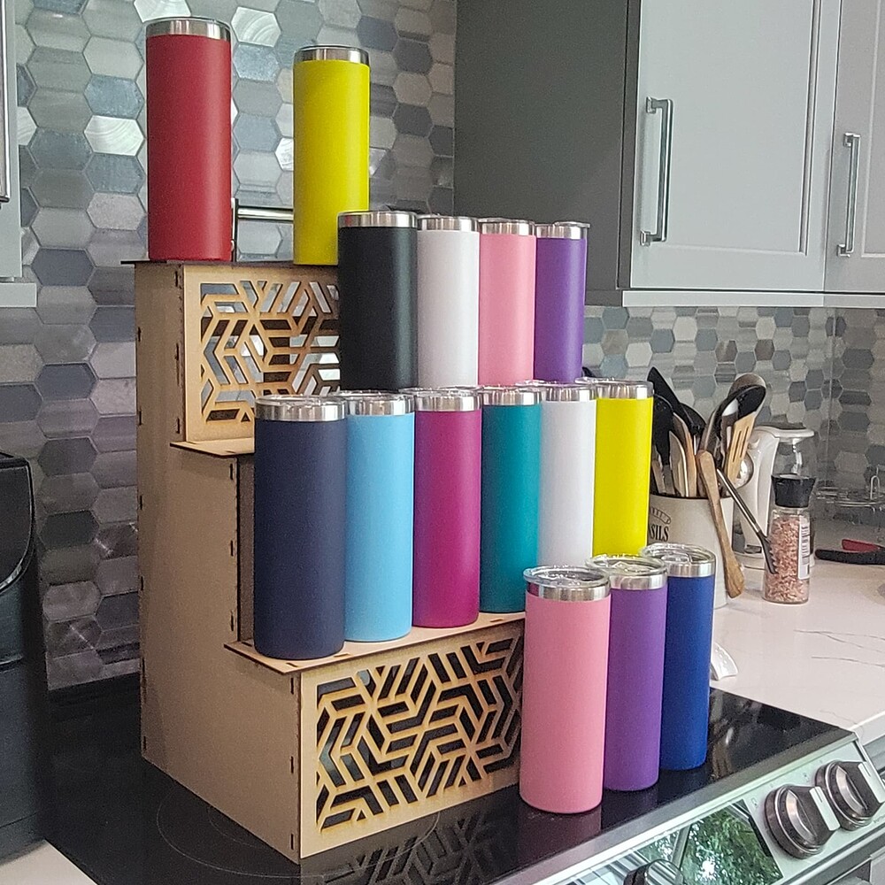 Tumbler 3-Tiered Display Shelf - Made on a Glowforge - Glowforge Owners ...