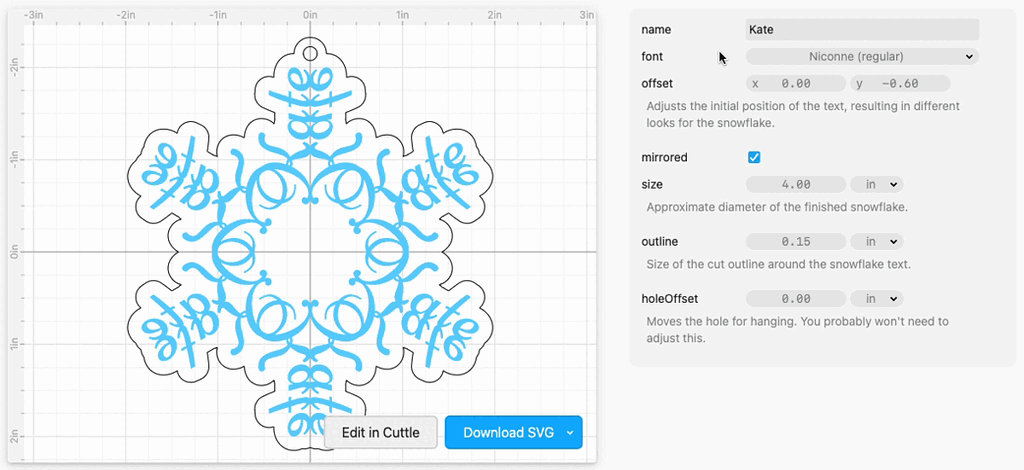 "Name Snowflake" SVG Generator - Free Laser Designs - Glowforge Owners ...