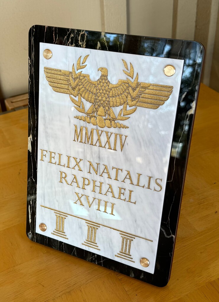 Roman Themed Birthday Card/Plaque with Faux Stone - Made on a Glowforge ...