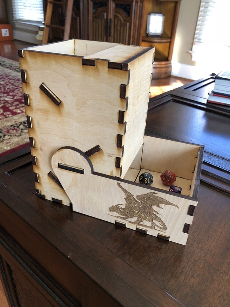 First design - Folding Dice Tower with hinge - Made on a Glowforge ...