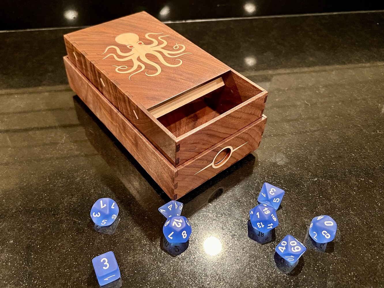 Dice tower in walnut and maple inlay - Made on a Glowforge - Glowforge ...