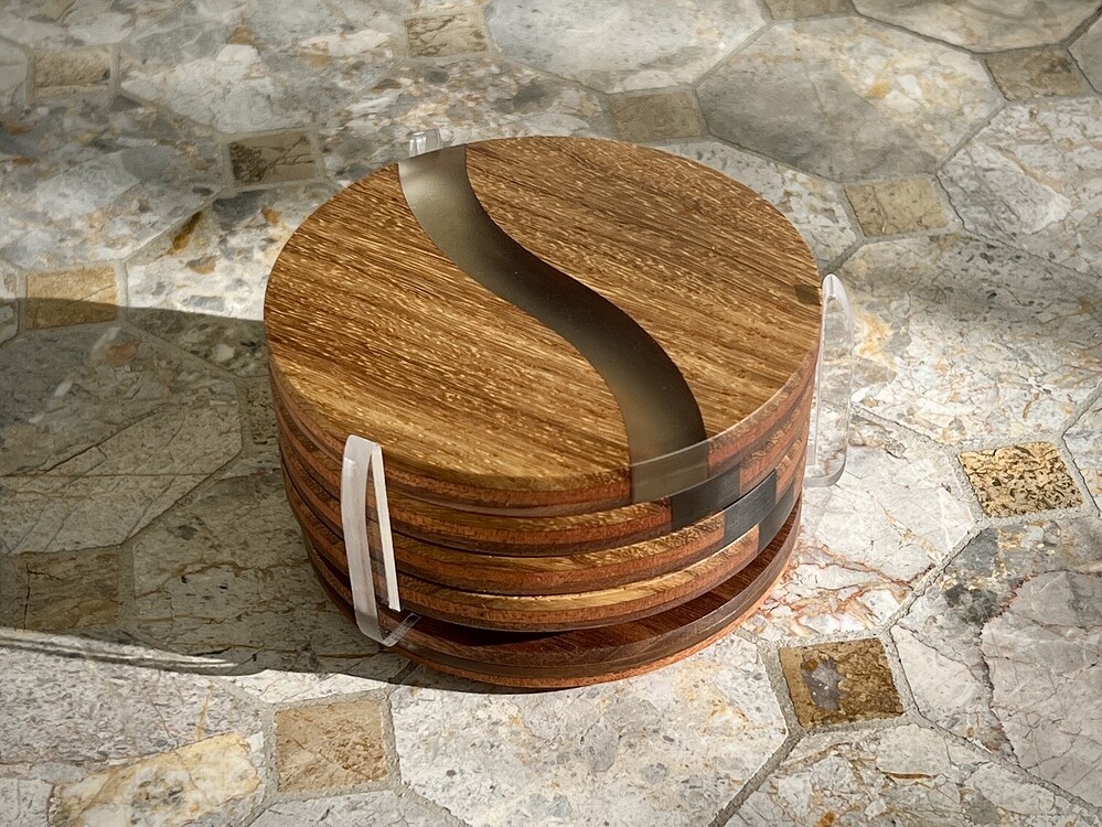 Wavy Coasters in resin and hardwood - Made on a Glowforge - Glowforge ...