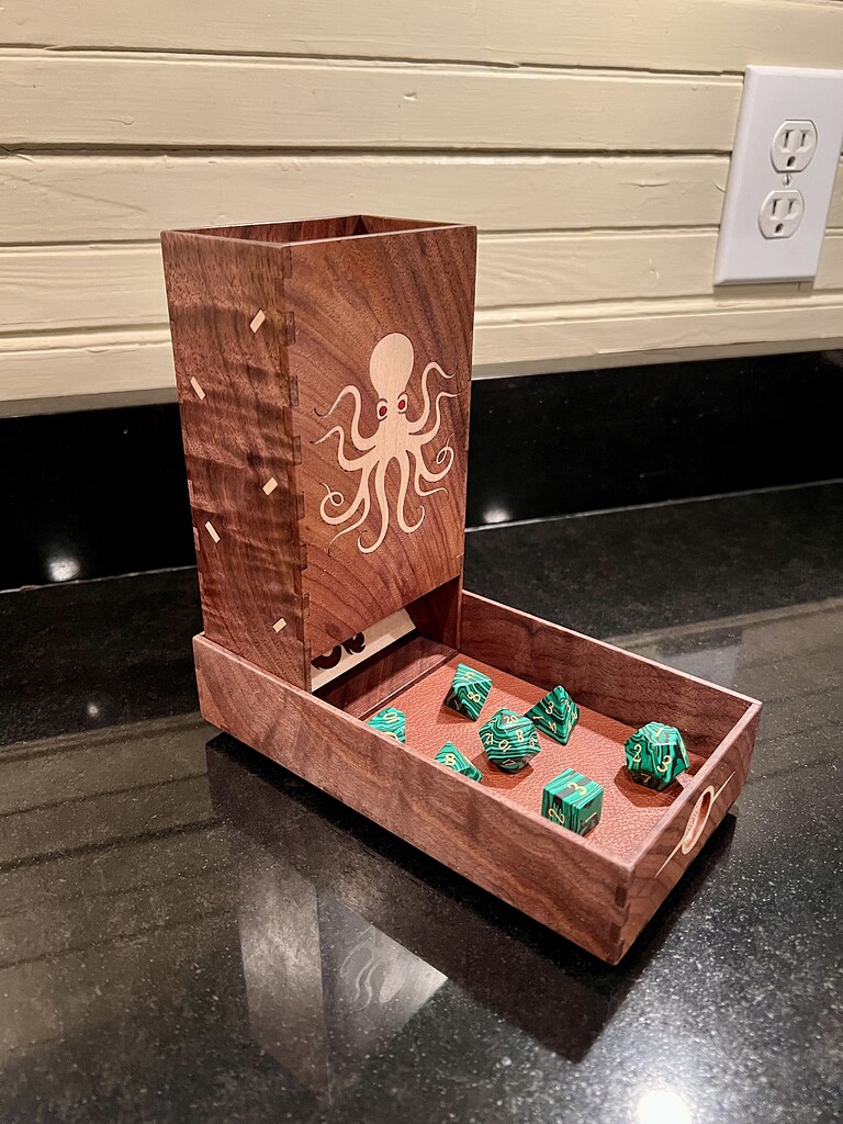 Dice tower in walnut and maple inlay - Made on a Glowforge - Glowforge ...