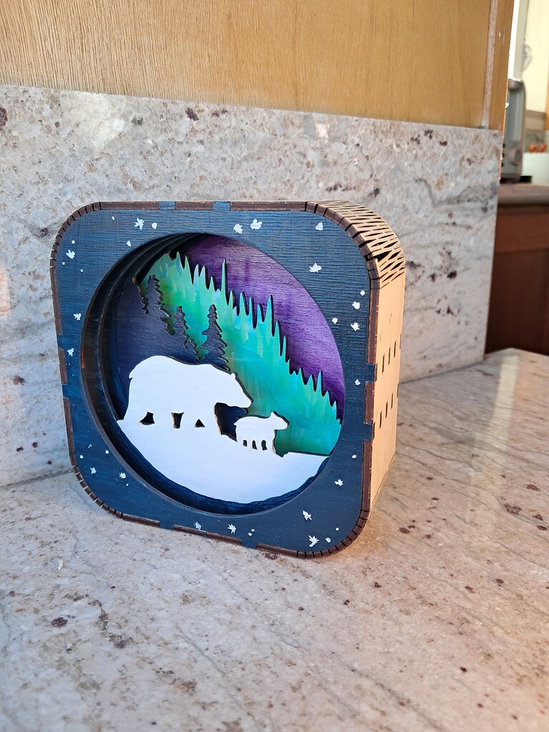 Polar bear shadow box - Made on a Glowforge - Glowforge Owners Forum