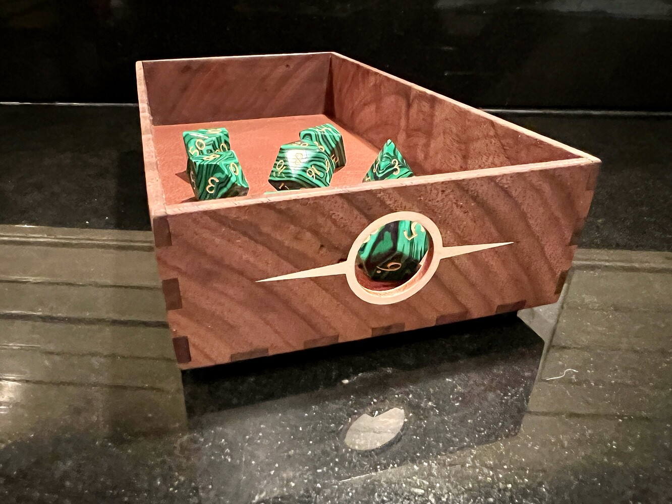 Dice tower in walnut and maple inlay - Made on a Glowforge - Glowforge ...