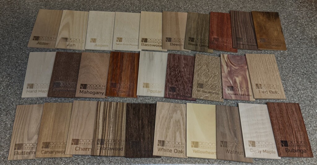 Ocooch wood sample kit - Everything Else - Glowforge Owners Forum