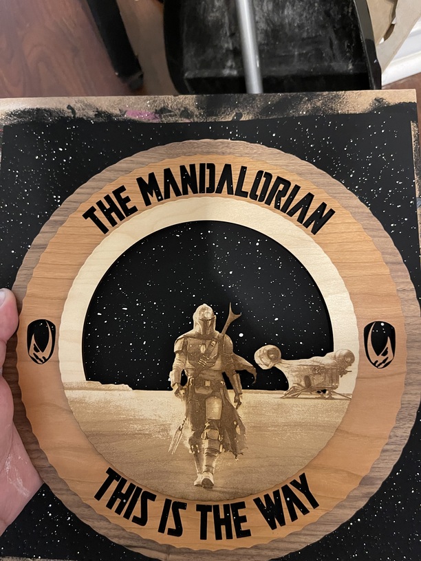 Mandalorian Photo Engrave - Made on a Glowforge - Glowforge Owners Forum