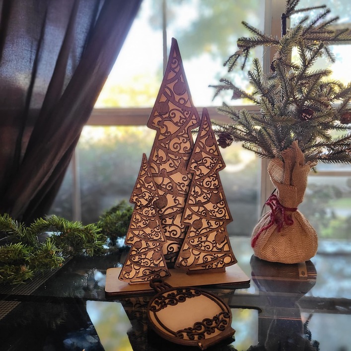 Design Before and After Glowforge: Christmas Tree Set - Made on a ...