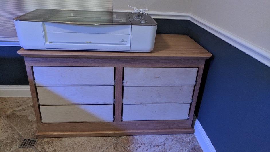 New Glowforge Table - Oak Cabinet - 6 Drawers - Bamboo Top - Everything ...