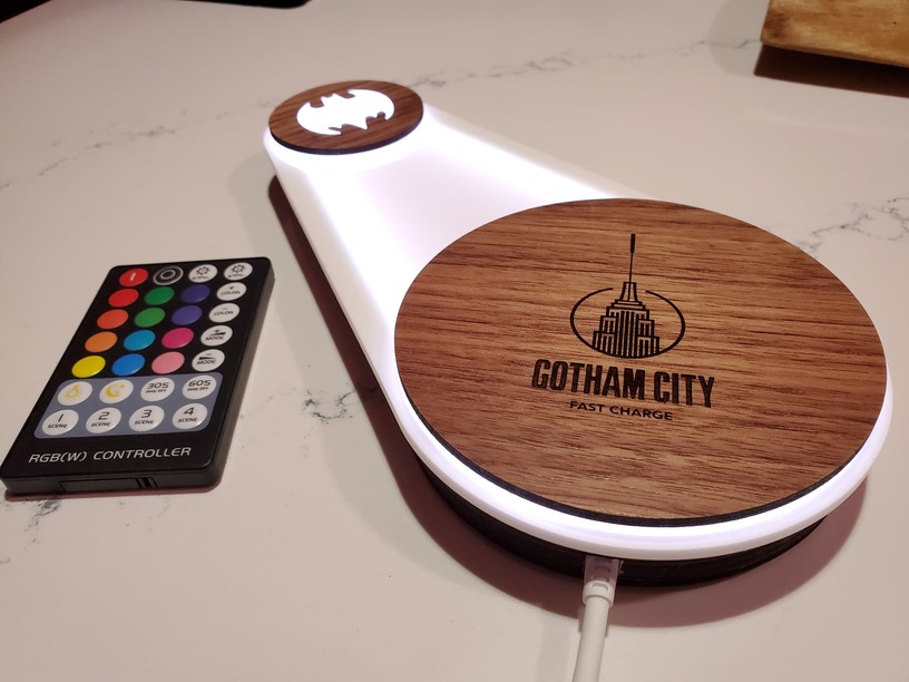Batman inspired modern LED phone charger - Made on a Glowforge ...