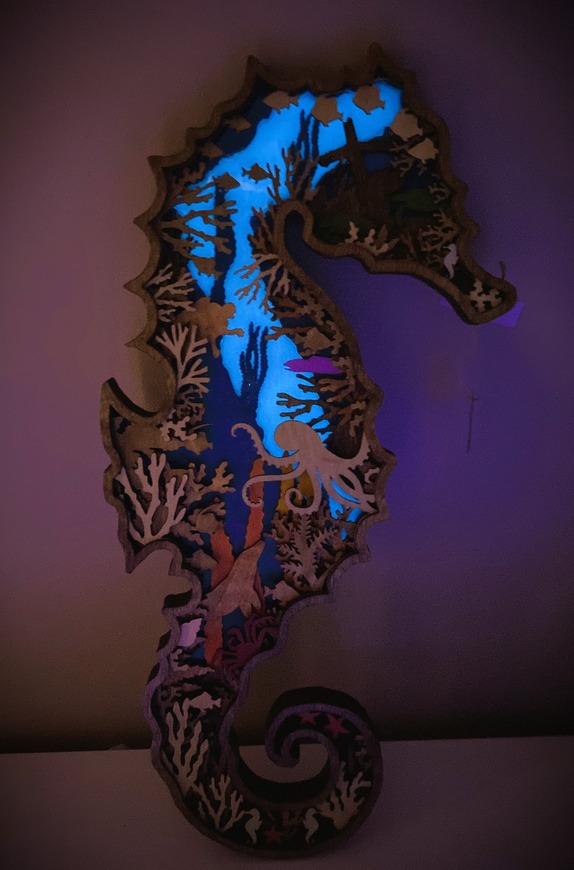 Seahorse with luminous resin - Made on a Glowforge - Glowforge Owners Forum