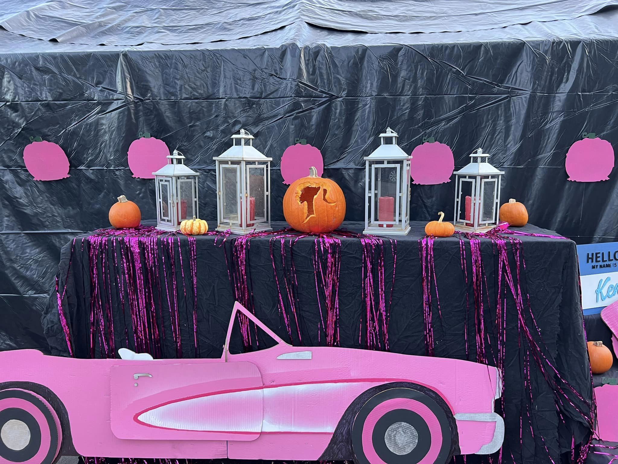 9 ft Barbie pink corvettes and more for a Halloween event and photo op ...