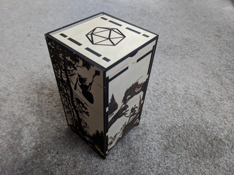 Fold-out dice box (and dice tower) - Made on a Glowforge - Glowforge ...