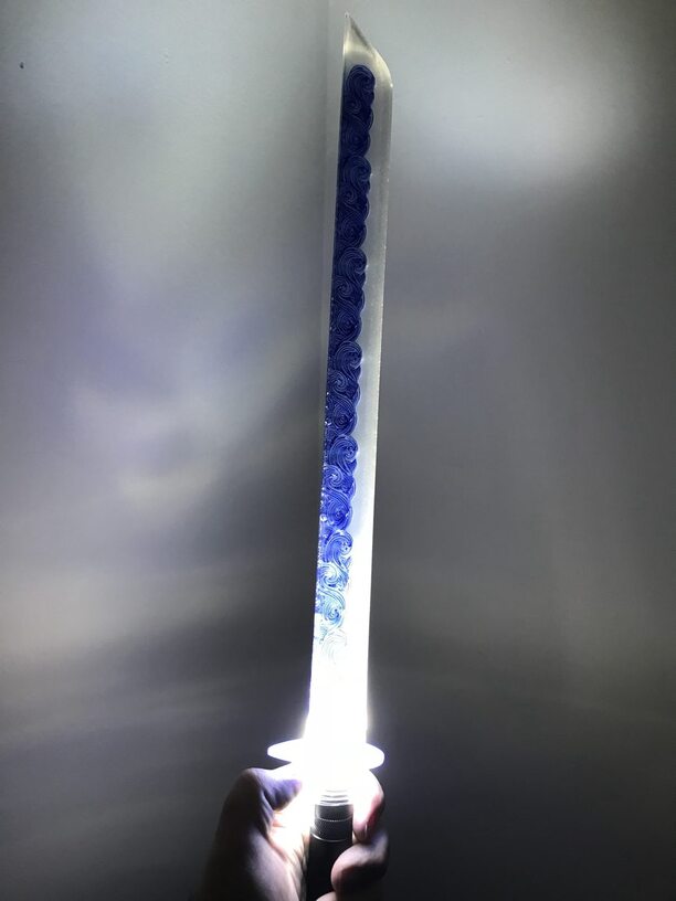 Edgelit Acrylic... Sword? First attempt, anyway - Made on a Glowforge ...