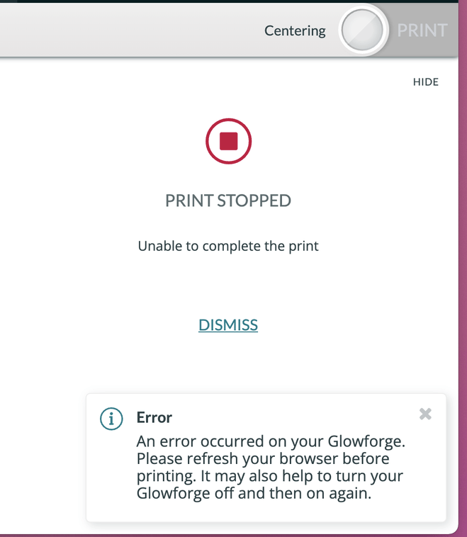 "Unable to complete the print" error + amber light - Community Support ...