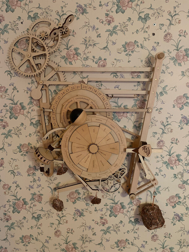 Old Norse Wooden Calendar - With Clockworks and a Dragon - Made on a ...